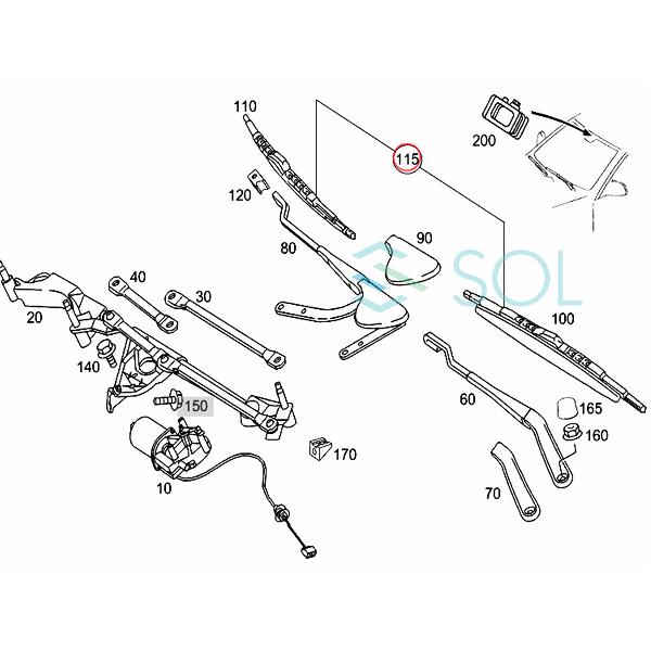 ベンツ W203 フロント ワイパーブレード 左右セット 左ハンドル車用 C180 C200 C230 C240 C280 C320 C32 ...