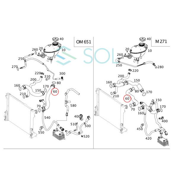 ベンツ W204 W212 W207 ラジエーター アッパーホース ウォーターホース C180 C200 C250 E250 ...