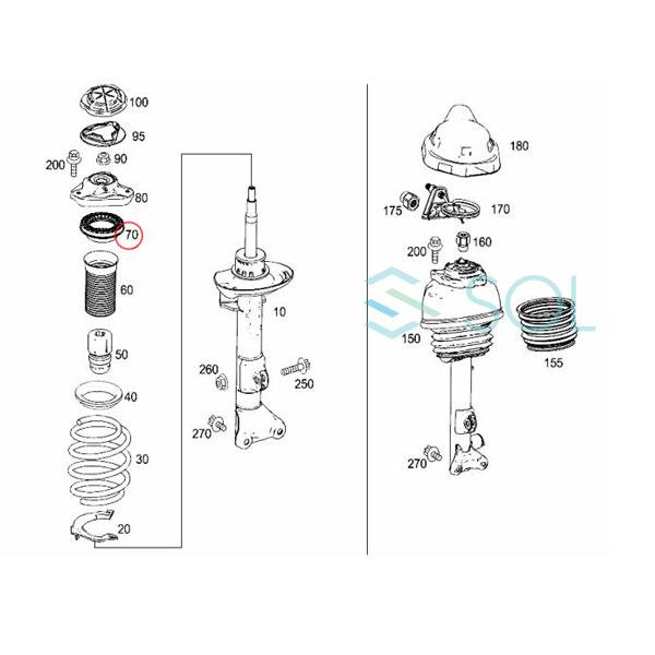 Mercedes-Benz ベンツ W204 フロントショック アッパーマウント ベアリング 左右セット C180 C200 C250 ...