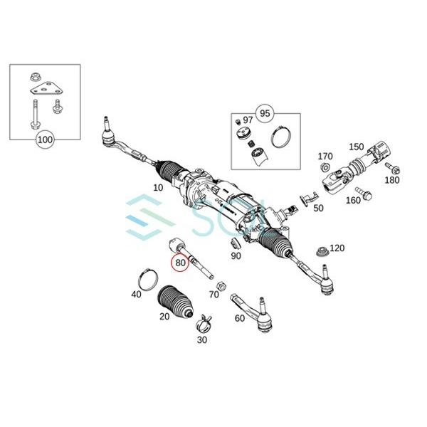 Mercedes-Benz ベンツ W205 インナータイロッド 左右共通 C180 C200 C220D C250 C300 C350E ...