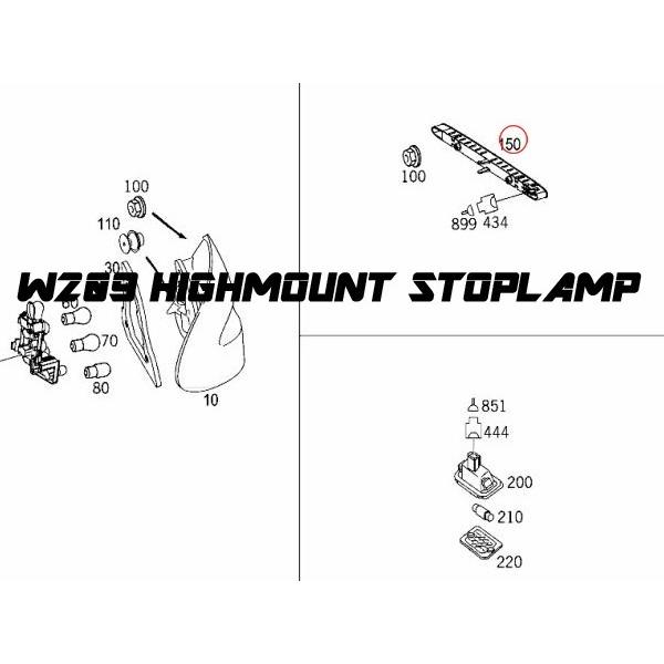 Mercedes-Benz ベンツ W209 ハイマウントストップランプ CLK200 CLK240 CLK320 CLK350 CLK55 ...