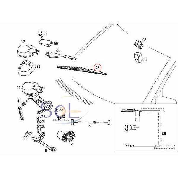 Mercedes-Benz ベンツ W210 ワイパーブレード E230 E240 E320 E430 E55 2108200045 ...