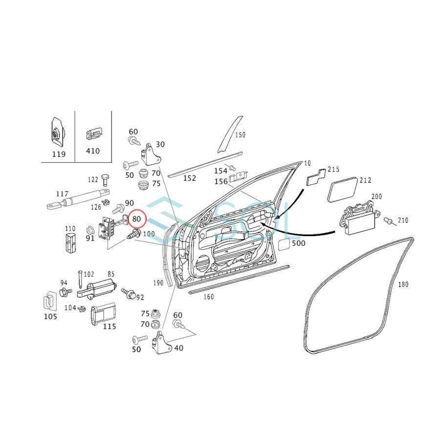 Mercedes-Benz（メルセデス・ベンツ） ベンツ W220 リア ドア ヒンジストッパー 開閉制御ブレーキ 左右共通 S320 ...
