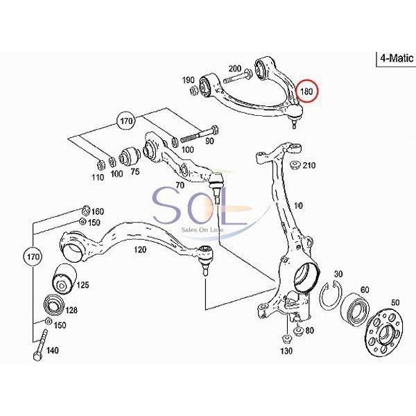 Mercedes-Benz ベンツ W216 W221 フロント コントロールアーム アッパーアーム 左側 CL600 CL63 CL65 ...