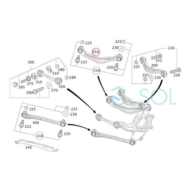 ベンツ W221 W216 リア ラジアスアーム 右側 S350 S500 S550 S63 CL550 CL63 2213501006 出荷 ...