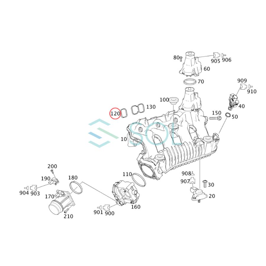 Mercedes-Benz ベンツ W204 インマニガスケット インテークマニホールドガスケット 5点セット C180 C200 C250 ...
