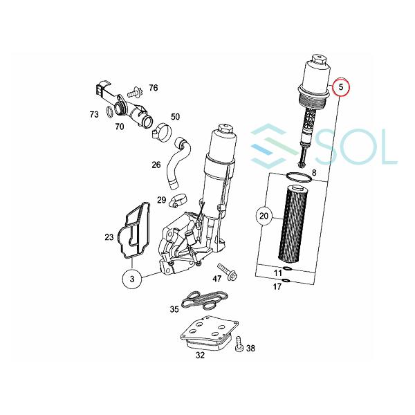 Mercedes-Benz ベンツ W203 W204 W209 R171 オイルフィルターハウジング オイルフィルターカバー C180 ...