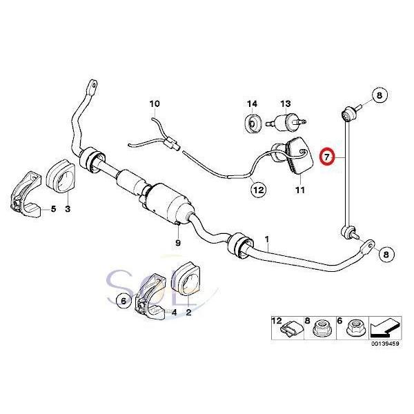 BMW E65 E66 フロント スタビライザー(ペンドラムサポート) 右側 735i 740i 745i 750i 760i 745Li ...