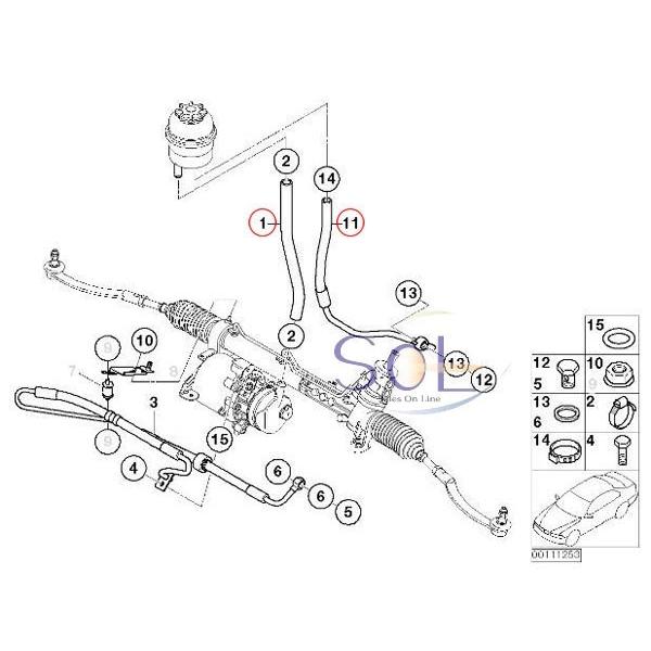 BMW MINI R50 R52 R53 パワステオイル インテークホース + リターンホース 2点セット Cooper One 1.6i ...