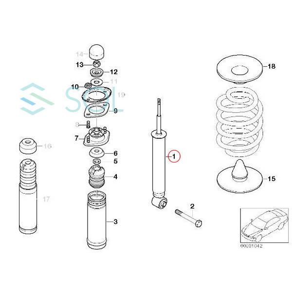 BMW E46 リア ショックアブソーバー 左右共通 316ti 318Ci 318i 318ti 320i 323i 325i 328Ci ...
