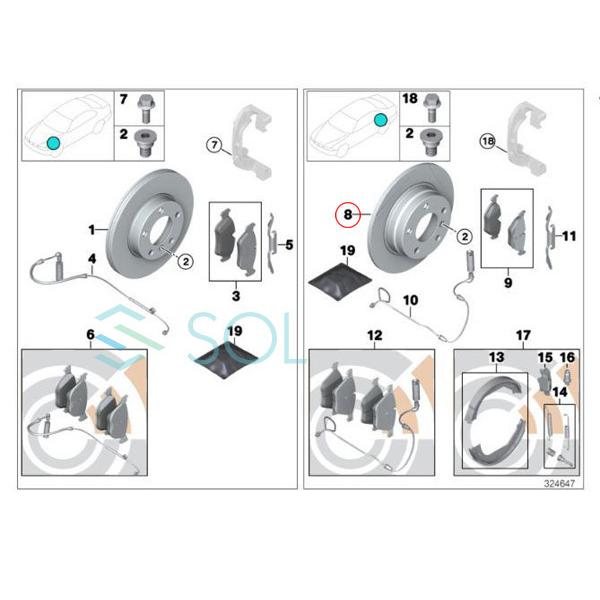 BMW E87 E90 E91 E84 X1 リア ブレーキローター ブレーキディスク 左右セット 130i 320i 325i 325xi ...