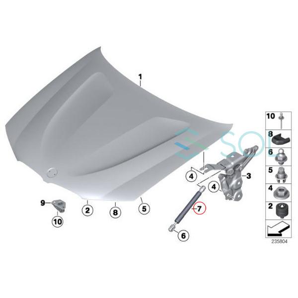 BMW F25 X3 F26 X4 ボンネットダンパー エンジンフード ショックダンパー 左右共通 20dX 20iX 28iX 35iX ...