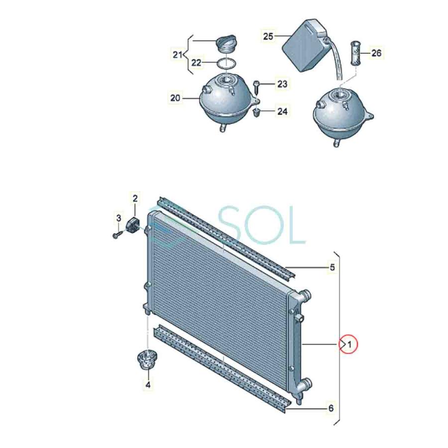Audi CAPSOL VW ゴルフ7 BA5 BV5 5G1 BQ1 BE1 BE2 パサートB8 3G2 3G5 CB2 CB5 ラジエーター ラジエター 5Q0121251GN ...