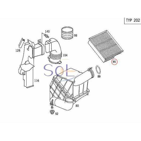 Mercedes-Benz ベンツ W202 W208 W124 エアフィルター C220 C230 C240 C280 CLK200 ...