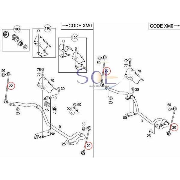 Mercedes-Benz ベンツ W639 フロント スタビリンク 左右セット V350 6393200489 6393200289 ...
