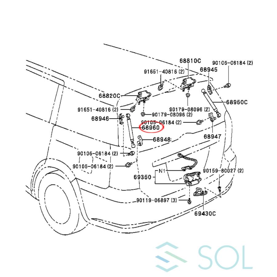 トヨタ（TOYOTA） ウィッシュ(ANE10G ANE11G ZNE10G ZNE14G) トランクダンパー リアゲートダンパー 左右セット ...