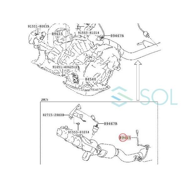 トヨタ ヴォクシー VOXY(ZRR70G ZRR70W) ノア NOAH(ZRR70G ZRR70W) O2センサー ラムダセンサー(リア側 ...