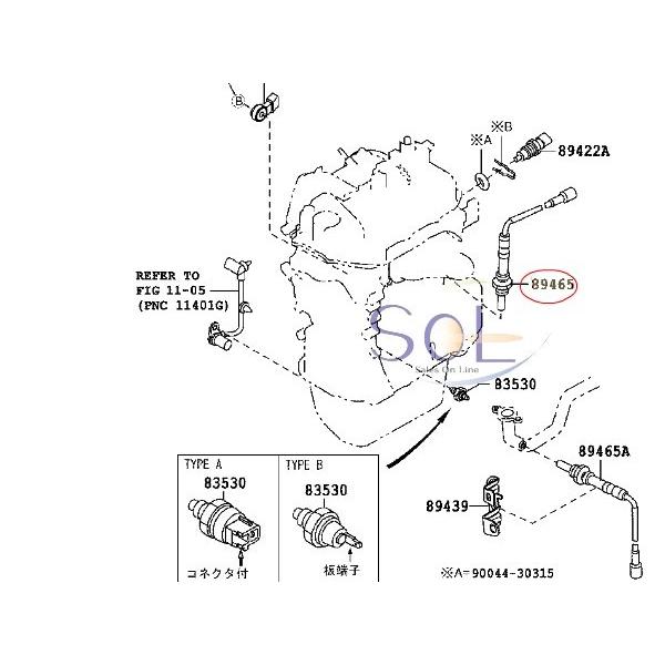 ダイハツ O2センサー エキマニ側 タント L375S L385S エッセ L235S L245S ソニカ L405S L415S ムーヴ L175S L185S 89465-B2100 ...