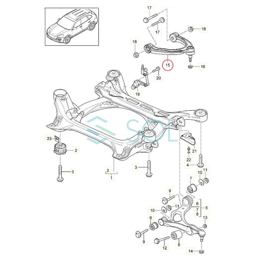 PORSCHE ポルシェ カイエン 92A ターボ フロント アッパーアーム コントロールアーム ナット付 左右共通 95834105100 ...
