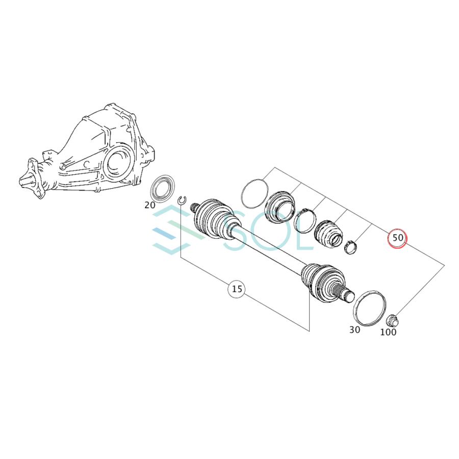 Mercedes-Benz ベンツ GLCクラス X253 GLC250 GLC43 リア アウター ドライブシャフトブーツ 左右共通 ...