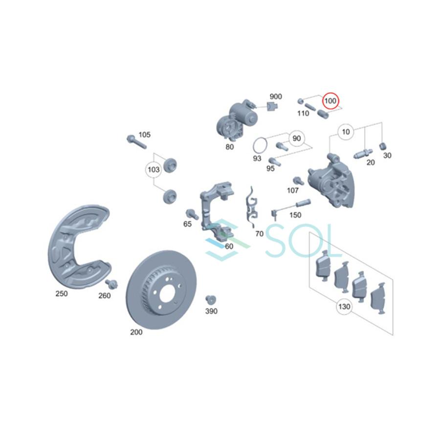 Mercedes-Benz ベンツ W204 W205 リア ブレーキキャリパー ガイドスリープセット 左右共通 C180 C200 ...