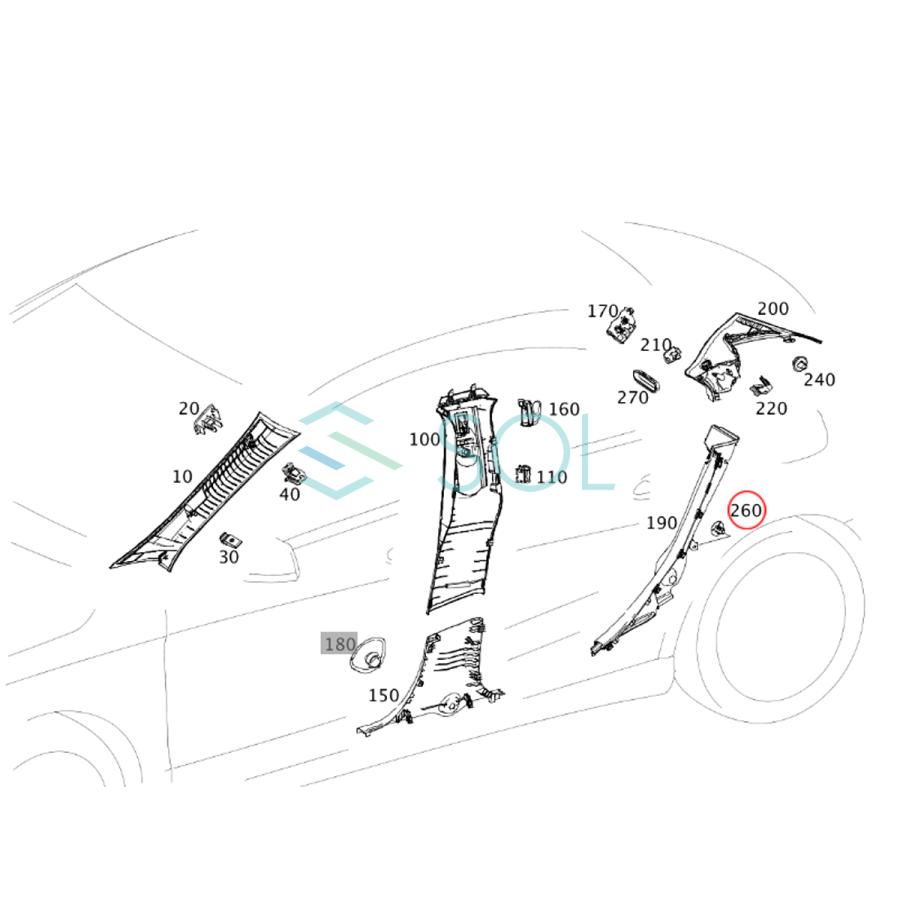Mercedes-Benz トランク サイドトリム クリップ ベンツ W177 W204 W205 W207 W212 W213 W222 ...