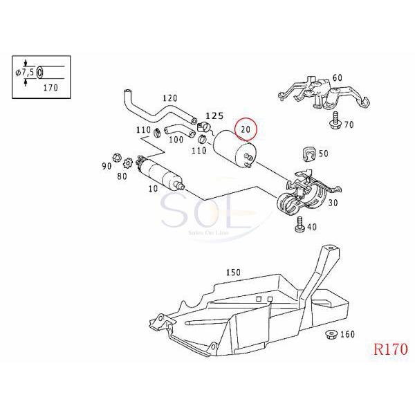 Mercedes-Benz ベンツ W220 R170 フューエルフィルター(ストレイナー) S320 S350 S430 S500 S600 ...