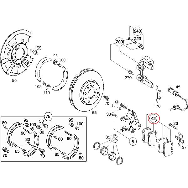 Mercedes-Benz HAPAD リア ブレーキパッド 左右セット ベンツ W215 W220 CL500 CL600 CL55 ...