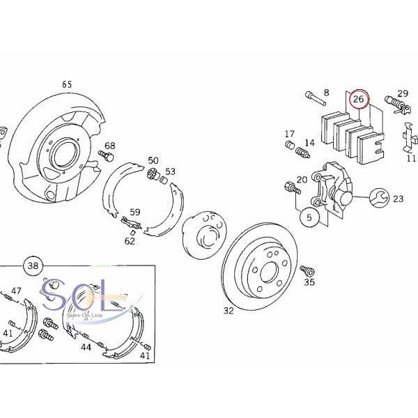 Mercedes-Benz HAPAD ベンツ Eクラス W210 E230 E240 リア ブレーキパッド ディスクパッドホールディングピン2個タイプ 左右セット 0054201720 ...