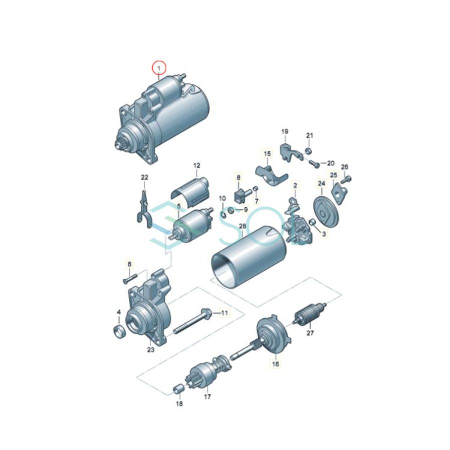 コア返却不要 リビルト品 スターターモーター アウディ A3 TT 8L 8N セルモーター 02A911023LX 02A911023L ...