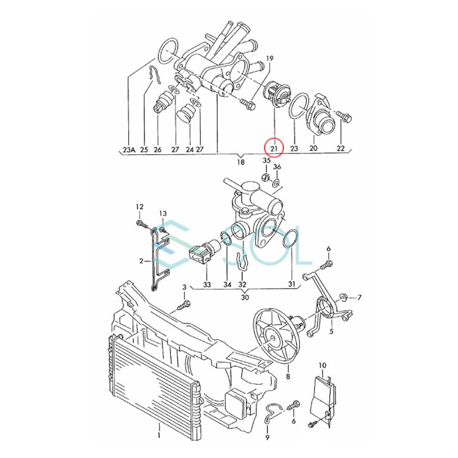 フォルクスワーゲン（Volkswagen） VW ポロ(6N1 6N2) サーモスタット 80度開弁 032121110C 出荷締切18時 ...
