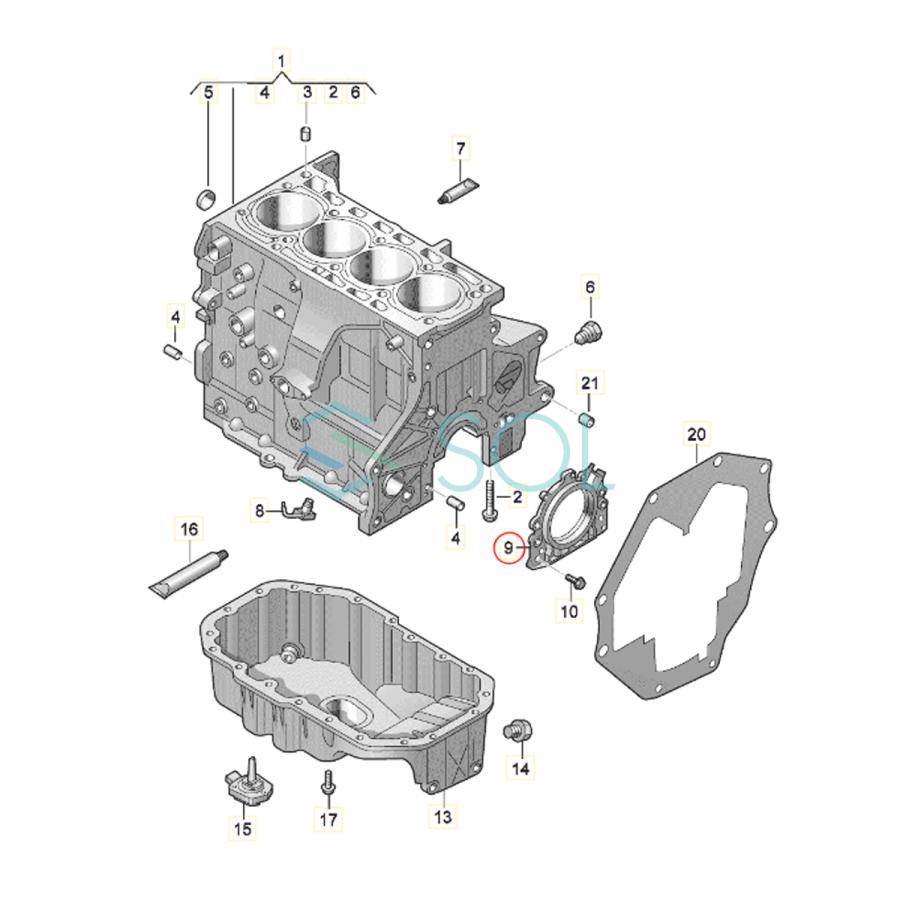 VW ワーゲン イオス 1F クランクシール シャフトシール シールフランジ 036103171B 18時まで即日出荷 ...