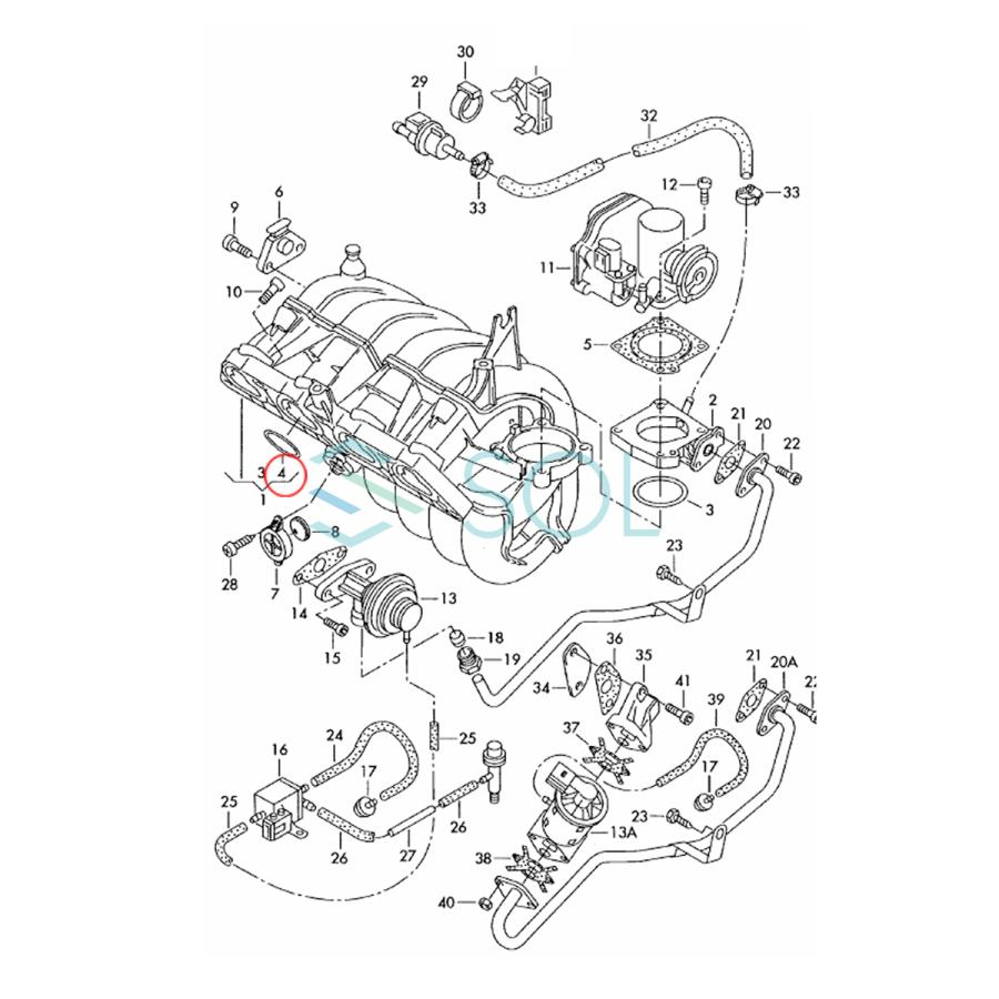 送料185円 VW ルポ ニュービートル パサート ポロ シロッコ シャラン アップ インテークマニホールドガスケット 036129717E ...