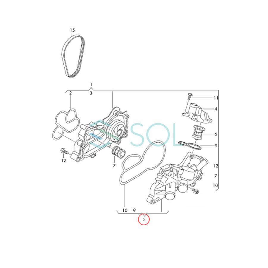 Audi アウディ A1(8X1 8XK 8XA 8XF) A3(8V1 8VK 8VA 8VF) A4(8W2 8WC 8W5 8WD) サーモスタットハウジング 04E121116C 出荷 ...