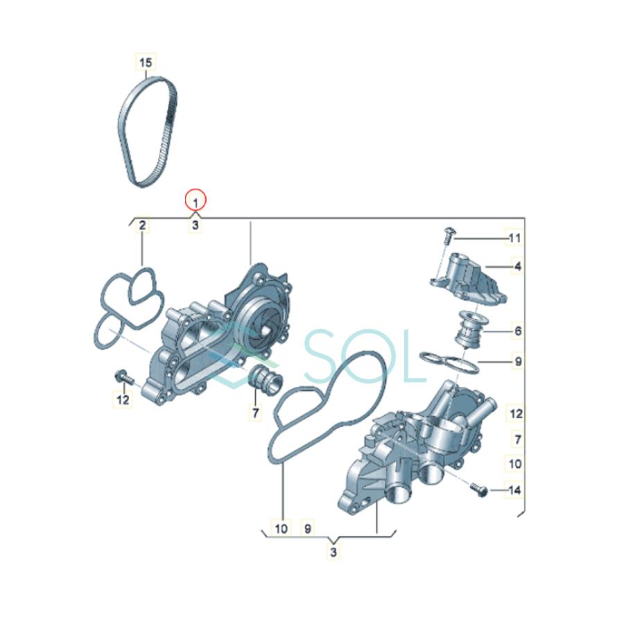 フォルクスワーゲン VW ワーゲン ポロ5 6R ウォーターポンプ クーラントポンプ ガスケット付 04E121600CB ...