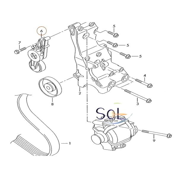 Audi（アウディ） A4 8E 8H B6 B7 A6 4F C6 ベルトテンショナーローラー 06B903133E 06B903133A ...