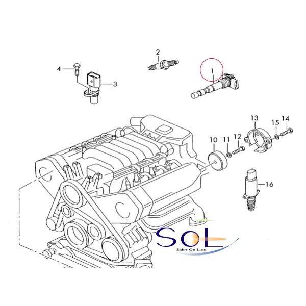Audi（アウディ） A4 8E2 B6 イグニッションコイル 1本 06C905115M 06C905115B 06C905115D ...