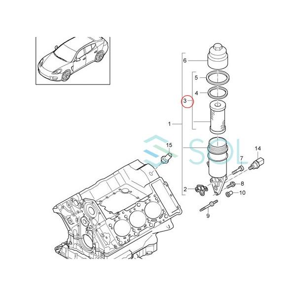 PORSCHE ポルシェ パナメーラ 970 カイエン 958 エンジン オイルフィルター オイルエレメント 06E115562 : 自動車 ...