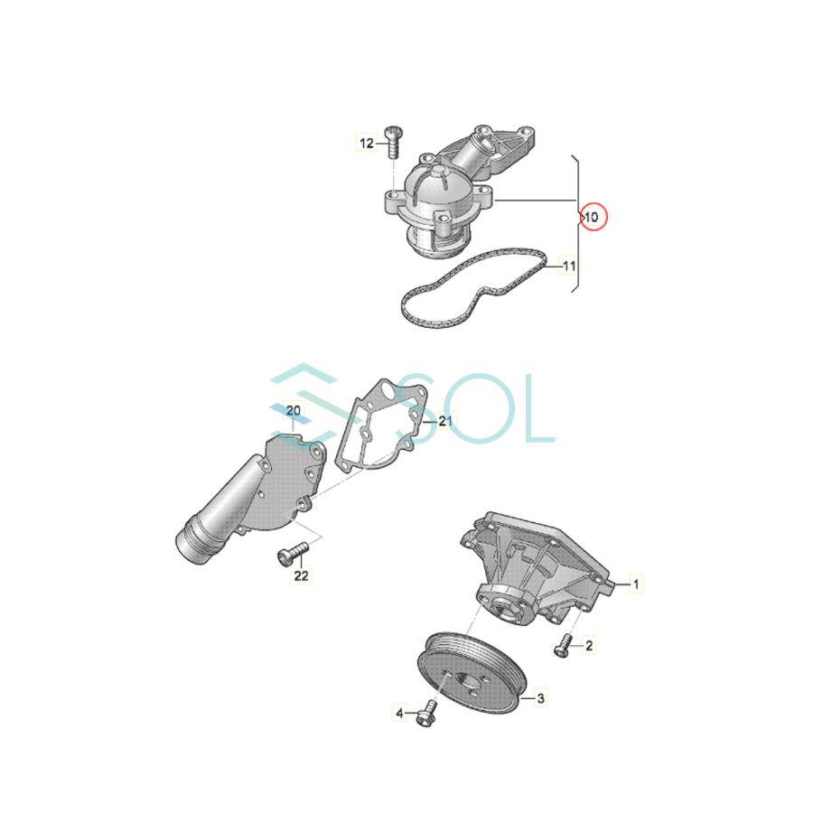 フォルクスワーゲン VW トゥアレグ(7P5 7P6) サーモスタット 80℃ 開弁式 06E121111AL 06E121111A ...