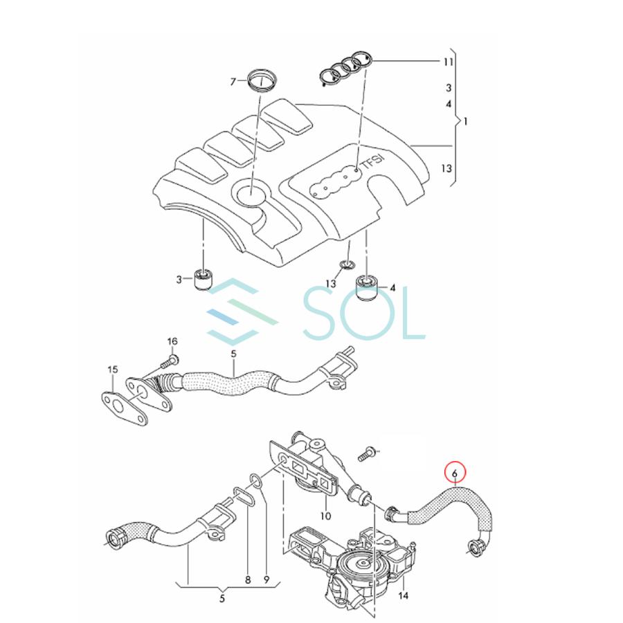 Audi アウディ A4 8K ブリーザーホース ブローバイホース 06J103221 18時まで即日出荷 : 自動車パーツの宝箱 SOL ...