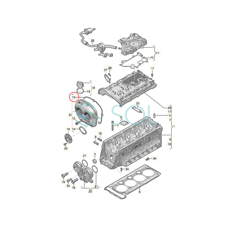 アウディ A7(4GA 4GF) Q5(8RB) Q7(4MB 4MG) タイミングチェーンカバー ガスケット 06K103483 ...