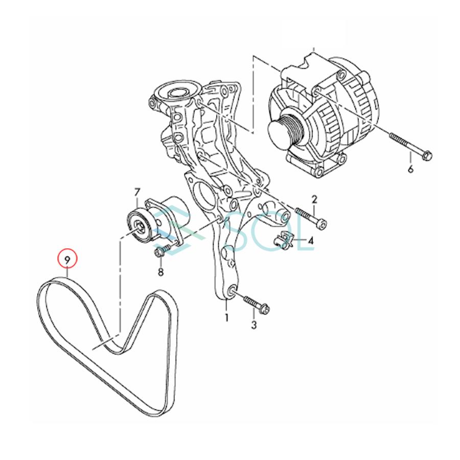 Audi アウディ A3 S3(8V1 8VK 8VS 8VM 8VA 8VF) Q5(8RB) Q7(4MB 4MG) ファンベルト Vベルト 6PK1130 06L903137A 出荷締切 ...