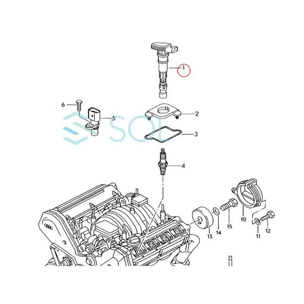 Audi アウディ A6 S6 C6 4F イグニッションコイル 4本 077905115T 077905115B 077905115C ...