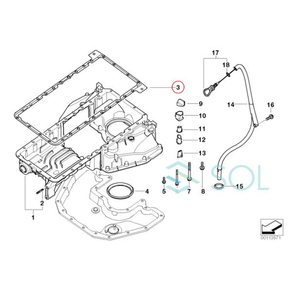 BMW E60 E61 E63 E64 オイルパン ガスケット 540i 545i 550i 645Ci 650i 11137545293 ...