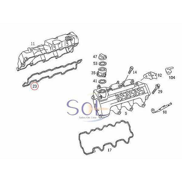 Mercedes-Benz ベンツ W202 W203 W210 W211 シリンダーヘッドカバーガスケット 右側 C240 C280 ...