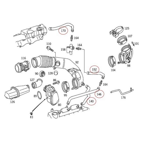 Mercedes-Benz ベンツ W463 W164 ブローバイホース ブリーザーホース 4点セット G320 G500 G55 ML500 ...