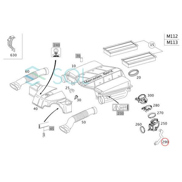 ベンツ W203 W209 ブローバイホース(クランクケース〜エアガイド) C240 CLK240 1120180682 出荷締切18時 ...