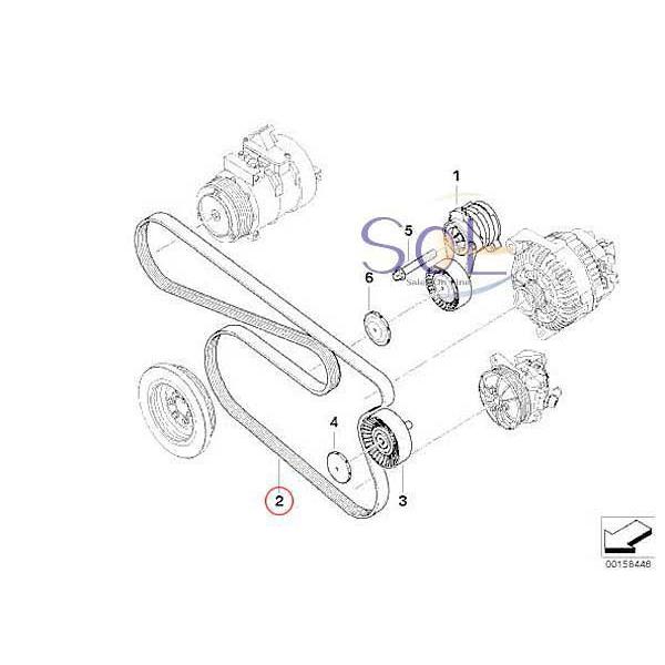 BMW E63 E64 E84 X1 E70 X5 ACコンプレッサー&オルタネーター側 ファンベルト 6PK1990 630i 25i ...