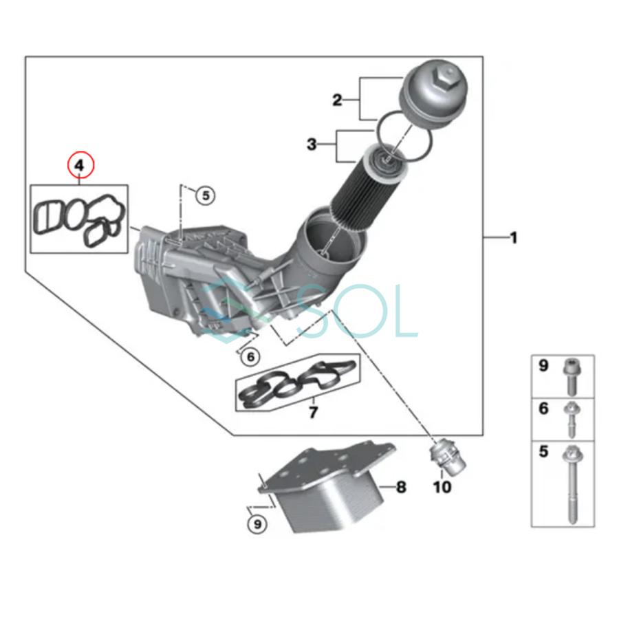 BMW BMW F20 F21 F22 F23 F45 F46 オイルフィルターハウジング ガスケット 116i 118i 118d 120i ...