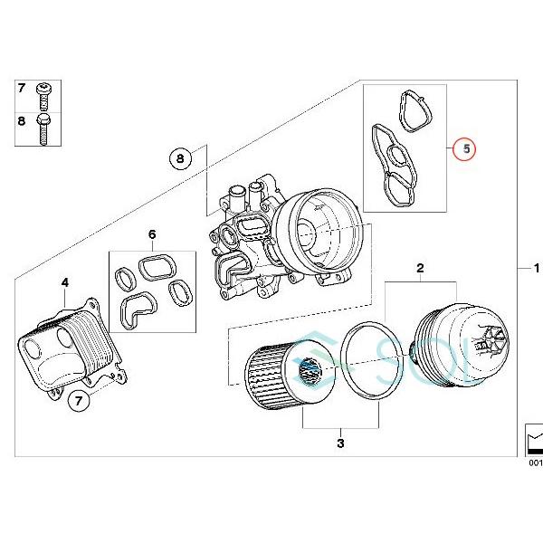 BMW MINI ミニクーパー R55 R56 R57 R58 R59 R60 R61 オイルフィルター ハウジングガスケット 2点セット ...
